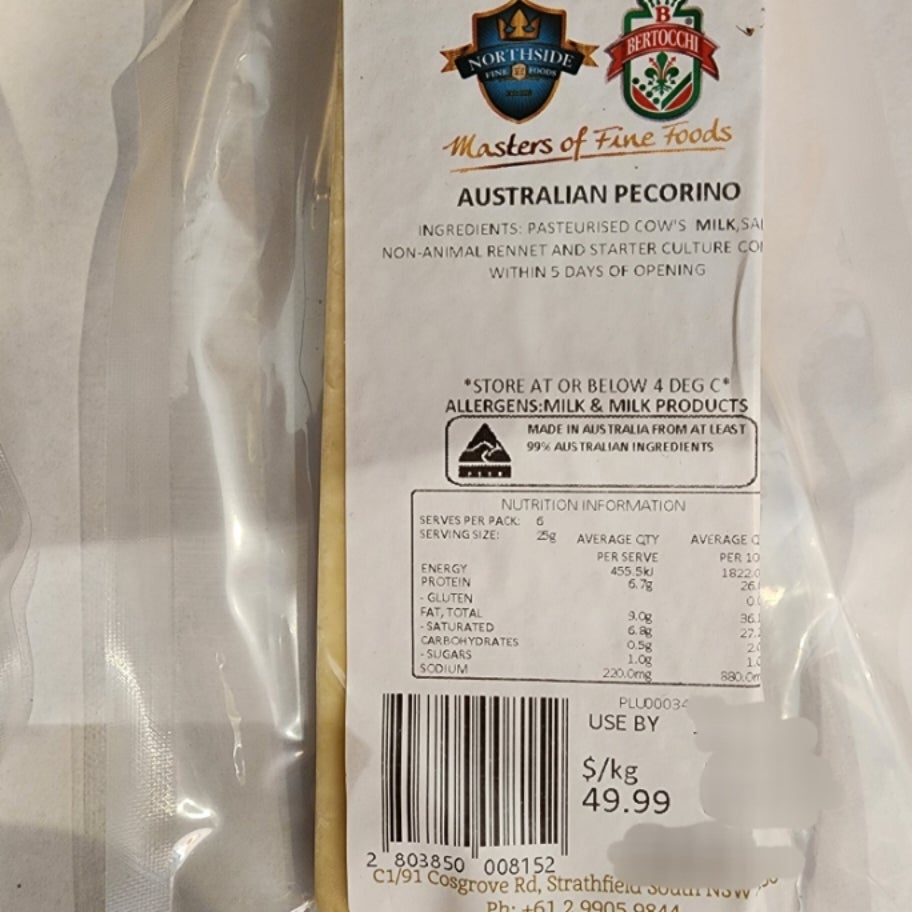 Northside Fine Foods Australian Pecorino Approx 160-190g | The Nature Spot